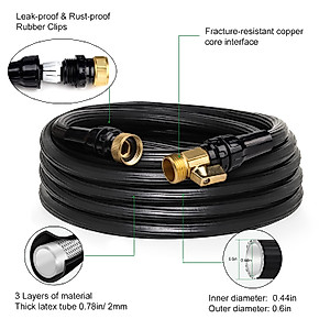 Expandable Garden Hose Up to 50ft, Lightweight Gardening Flexible Hose Pipe, Solid Brass Fittings, 2.2X Expanding Flexible Latex Water Hose with Spray Nozzle -Black