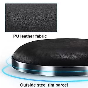 JHKZUDG PU Leather Round Rolling Stool,Esthetician Chair/Tattoo Stool Shop Stools with Wheels,with 360° Swivel and Height Adjustment,for Spa/Salon/Tattoo Work,Black