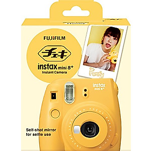 Fujifilm Instax Mini 8+ (Honey) Instant Film Camera + Self Shot Mirror for Selfie Use - International Version