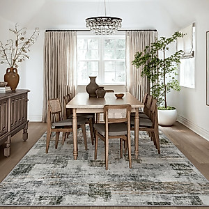 Area Rug Living Room Rugs 8x10 Washable: Soft Modern Abstract Fluffy Rug with Non-Slip Backing, Indoor Plush Throw Rug Large Accent Carpet for Bedroom Dining Room Nursery - Gray