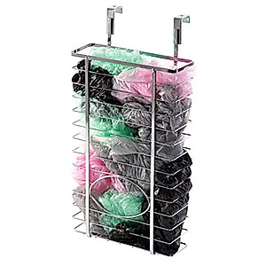 Basicwise Cabinet Metal Plastic Grocery Bag Storage Holder, Chrome, Measurements: 8" W x 3. 75" D x 15. 75" H