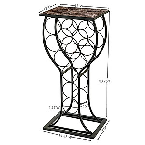 Kings Brand Furniture Metal with Marble Finish Top Wine Storage Organizer Display Rack Table, Black (FBA_WR1350)