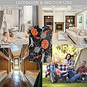 visesunny Collapsible Laundry Basket Basketball Sports Abstract Large Laundry Hamper Oxford Fabric Dirty Clothes Toy Organizer with Handle for Bathroom Bedroom Kids Room Dorm