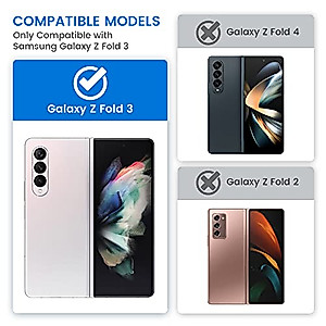VEGO for Galaxy Z Fold 3 Case with Camera Cover, Hinge Protection Case with Front Screen Protector & 360°Ring Magnetic Kickstand Protective Armor Case for Samsung Galaxy Z Fold 3 - Midnight Black
