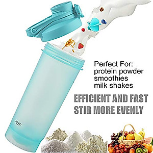 GTI Shaker Bottle - Fitness Sports Classic Protein Mixer Shaker Bottle, BPA Free, Auto-Flip Leak-Proof Lid, Handle and Mixing Ball Included - 24 Ounce, Blue.