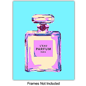 Glam Wall Decor Fashion Wall Art Poster Set - Perfume Bottle Pop art - Home Decor, decoration Prints for Bathroom, Living room, Bedroom - Luxury Gift for Women, Design Couture Fashionista, Teens