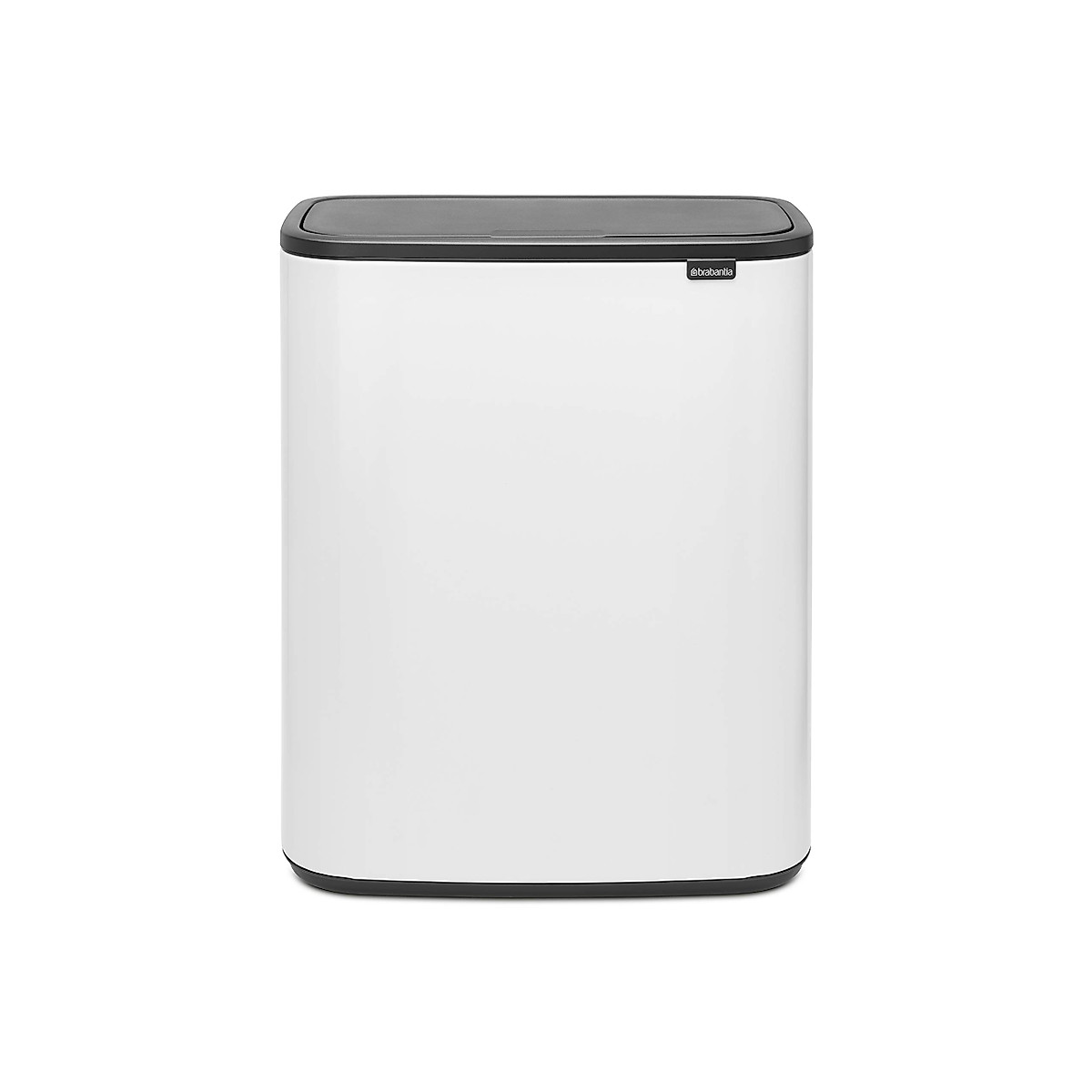Brabantia Bo Touch Top Trash Can - 1 x 16 Gal Bucket (White) Soft Open/Close Kitchen Garbage & Recycling Can with Removable Compartment