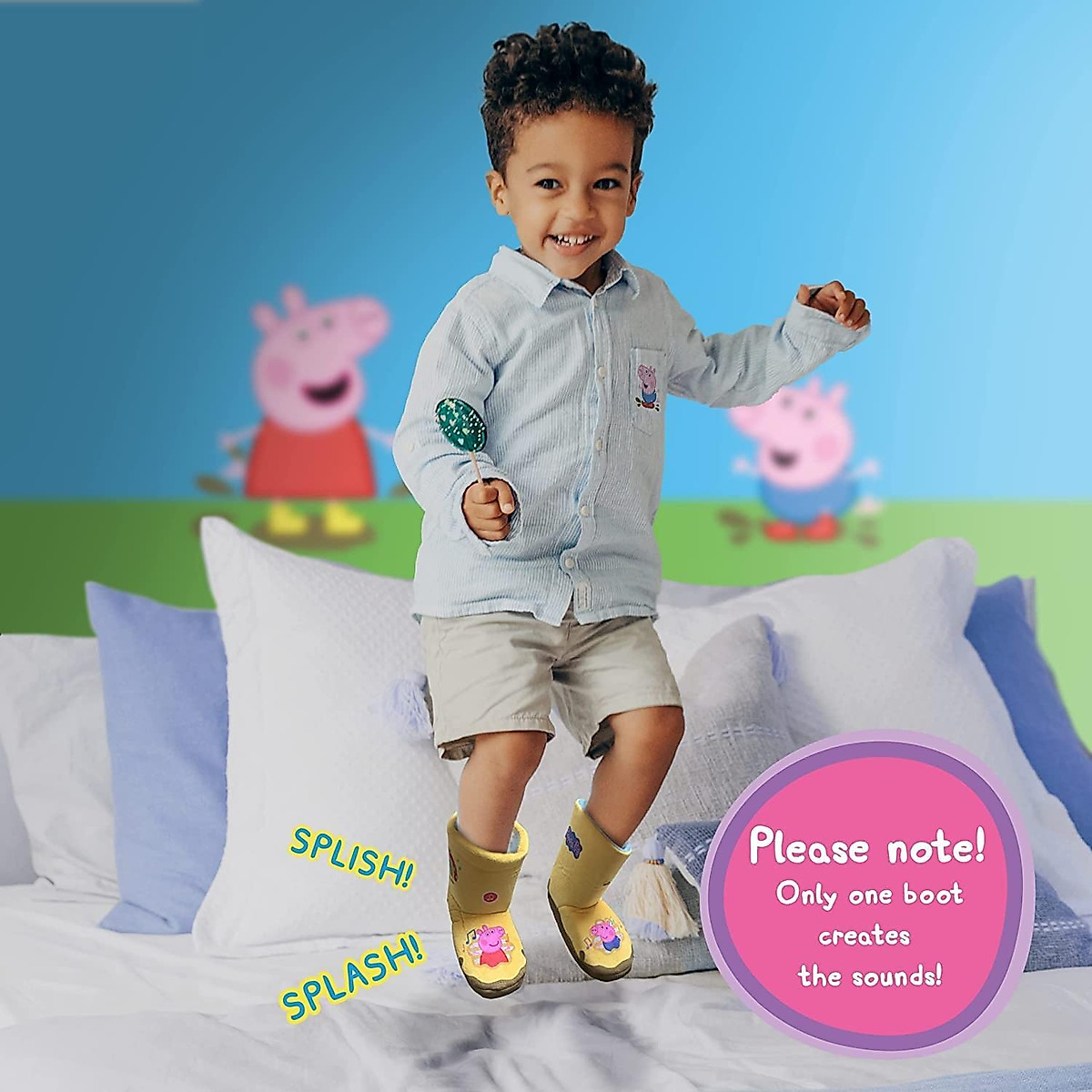 Peppa Pig Toys Muddy Puddle Boots with Sounds | Interactive Wearable Yellow Toy Wellies with Sound and Music activated as you Walk or Run