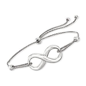 Ross-Simons Sterling Silver Infinity Symbol Bolo Bracelet