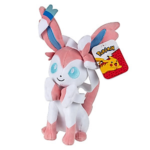 Pokemon 8" Eevee & Sylveon Plush Stuffed Animal Toys, 2-Pack - Eevee Evolution - Officially Licensed - Gift for Kids - 2+