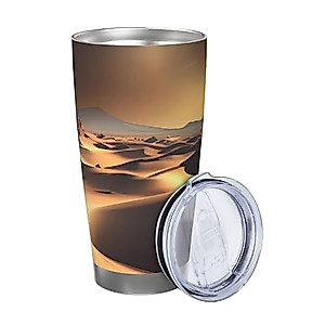 Sahara Desert Tumbler with Lid and Straw 20oz Stainless Steel Car Cup for Hot and Cold Drinks, Double Wall Insulated Travel Coffee Mug Reusable Drink Thermos Cup Birthday Gifts