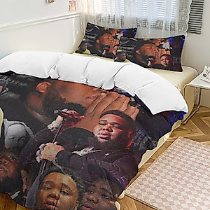 SHELLCELL Rod Wave 3 Pieces Duvet Cover Set, Soft Bedding Comforter Cover Set with Zipper Closure, 1 Duvet Cover and 2 Pillowcases for Bedroom All Season 86""x70"", Style 8