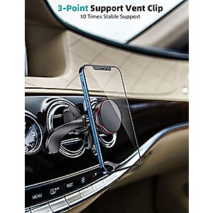eSamcore Magnetic Car Phone Holder, Universal Air Vent Clip Car Phone Mount with Powerful Magnets and Anti-Fall Cell Phone Car Mount for iPhone Samsung Galaxy and Other Smartphone