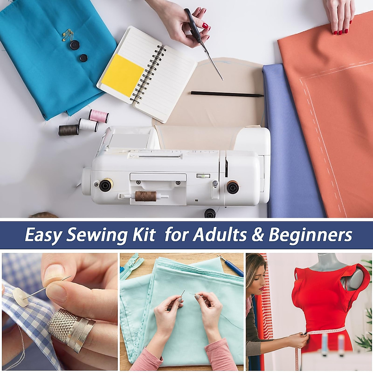 Sewing Kit,Sewing Bag Set, Portable Sewing Kit - DIY Supplies with Accessories, Ideal for Adults, Beginners, Travelers and More. Includes Black Handbag.