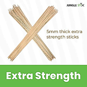 Jungle Stix Marshmallow Smores Roasting Sticks 36 Inch 5mm Thick Extra Long Heavy Duty Wooden Skewers, 110 Pieces. Perfect for Hot Dog Kebab Sausage, Environmentally Safe 100% Biodegradable