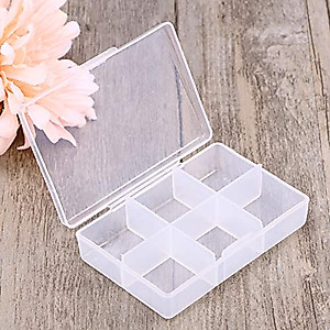 Healifty 10PCS 6 Grid Plastic Jewelry Box Clear Beads Jewelry Organizer Storage Box with Dividers for Necklace Rings Earrings (Transparent)