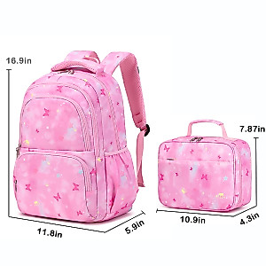 Sunborls Backpack for Girls Kids School Bookbag with a Cute Butterfly Appearance - Lightweight and High-Capacity Backpack Se,Pink