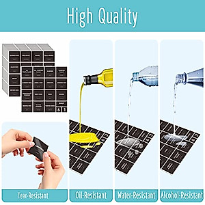 Hebayy 234 Minimalist Kitchen Food Labels, 216 Preprinted Flour Pasta Peas Condiment Oil Stickers, 18 Blank Ones, Waterproof Oil&Tear Resistant, No Residue for Pantry Food Containers Jars.