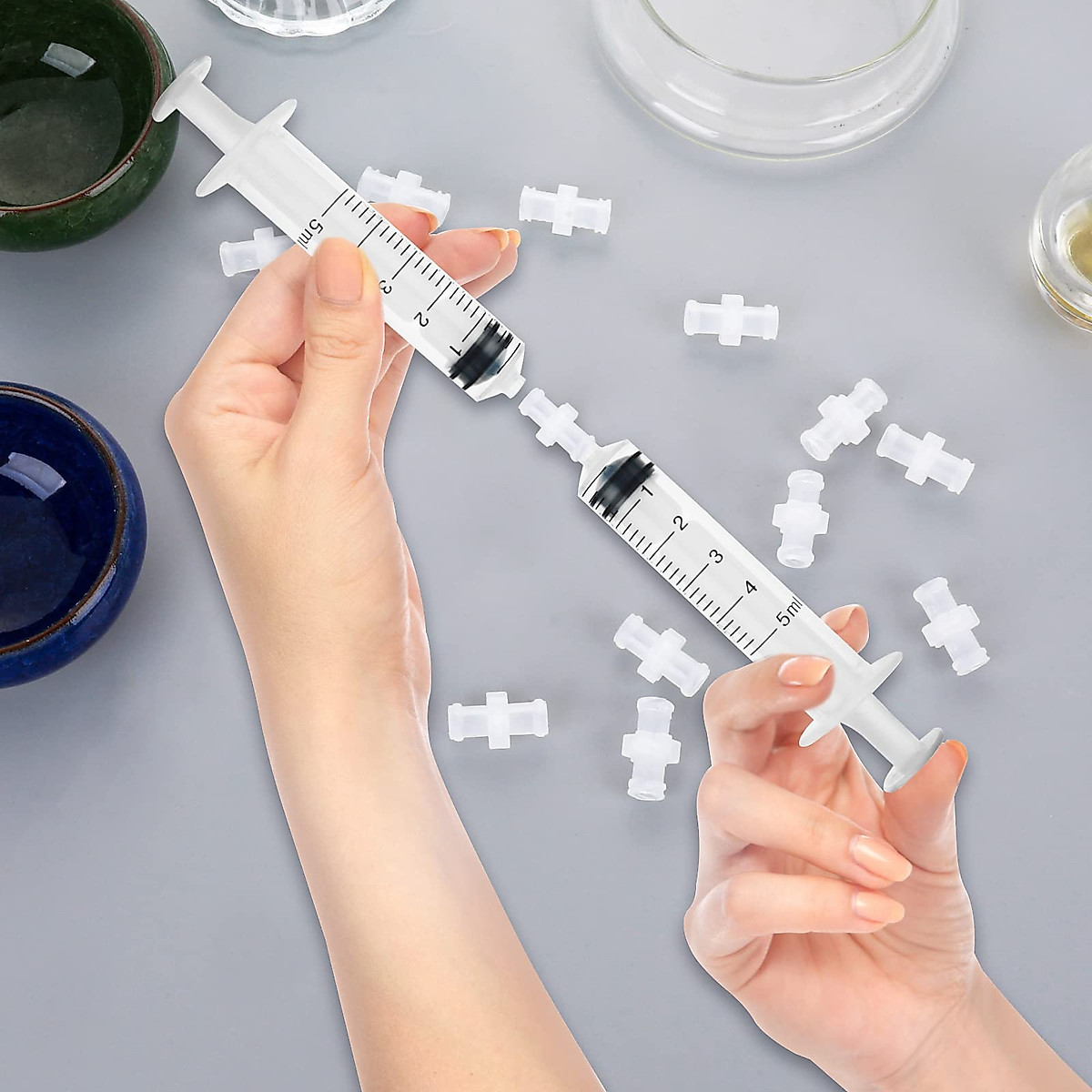 20 Pcs Syringe Adaptor, Luer Lock Female Luer Syringe to Syringe Transfer Joint Luer Lock Connector to Syringe Coupler Adapter Luer Adapter