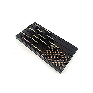 American Flag 6 Row Challenge Coin Display Stand Case Military Coin Holder Display