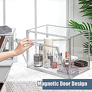 Acrylic Display Case Clear Plastic Purse and Handbag Storage Organizer for Closet, Stackable Acrylic Storage Boxes with Magnetic Door for Collectibles Shoes Wallet Cosmetic Book Toys Display (12 Pack)