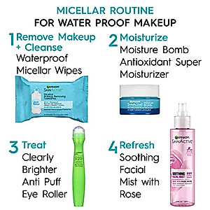 Garnier Micellar Facial Cleanser & Makeup Remover Wipes for Waterproof Makeup (25 Wipes), 2 Count (Packaging May Vary)