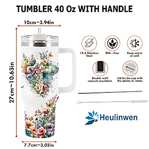 Christian Gifts for Women Tumbler 40Oz With Handle & Straw - Faith Gifts Christian Tumblers Bible Gifts - Encouragement Inspirational Gifts for Women - Religious Birthday, Christmas Gifts for Friends