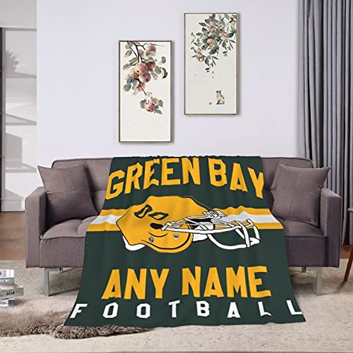 SEAGGS Custom Football City Blanket Personalized Decor Fans Throw Blanket Printed Add Any Name & Number Gift for Men Women Youth