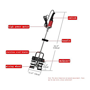 BREVELTION Portable Cement Sand and Gravel Feed Mixer 220V for Mixing Cement Concrete Sand Lime Feed Soil 2400W