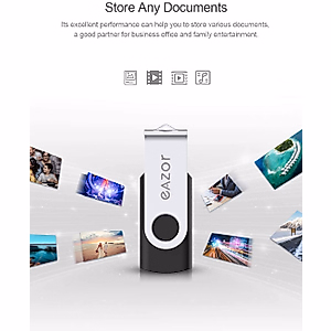 EAZOR USB Flash Drive 64GB - USB 2.0 Interface Digital, Thumb Drive with Swivel Design, Compatible with Computer/Laptop/External Memory Storage, Stick Jump Drive for Photo/Video Backup (64GB-3.0)