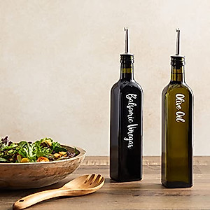 Talented Kitchen 132 White Cursive Oil and Vinegar Labels for Bottles, Clear Preprinted Condiments Stickers for Squeeze Dispensers, Kitchen Pantry Organization