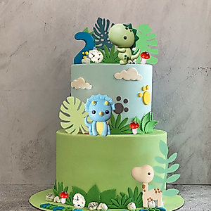Baby Dinosaur Cake Toppers Dinosaur Cake Decorations Dinosaur Birthday Cake Toppers for Baby Shower Boy Girl Birthday Dinosaur Themed Party Supplies (21 PCS)
