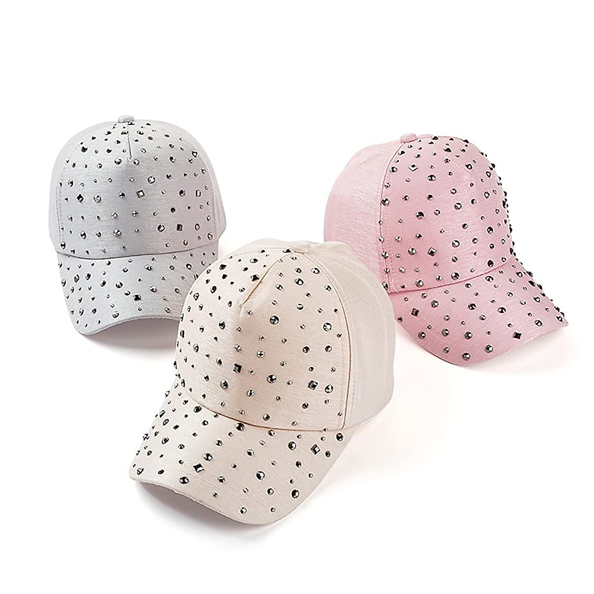 Gudessly Adjustable Breathable Rhinestone Baseball Cap for Women Bling Sequins Casual Sports Cap