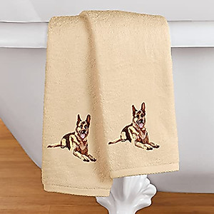 Collections Etc Dogs Embroidered Cotton Hand Towels Set of 2 - Detailed Stitch Work, Golden Retriever