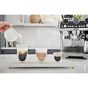 De'Longhi Fancy Collection Double Walled Thermo Espresso, Cappuccino and Latte Macchiato Glasses, (Set of 6), Clear