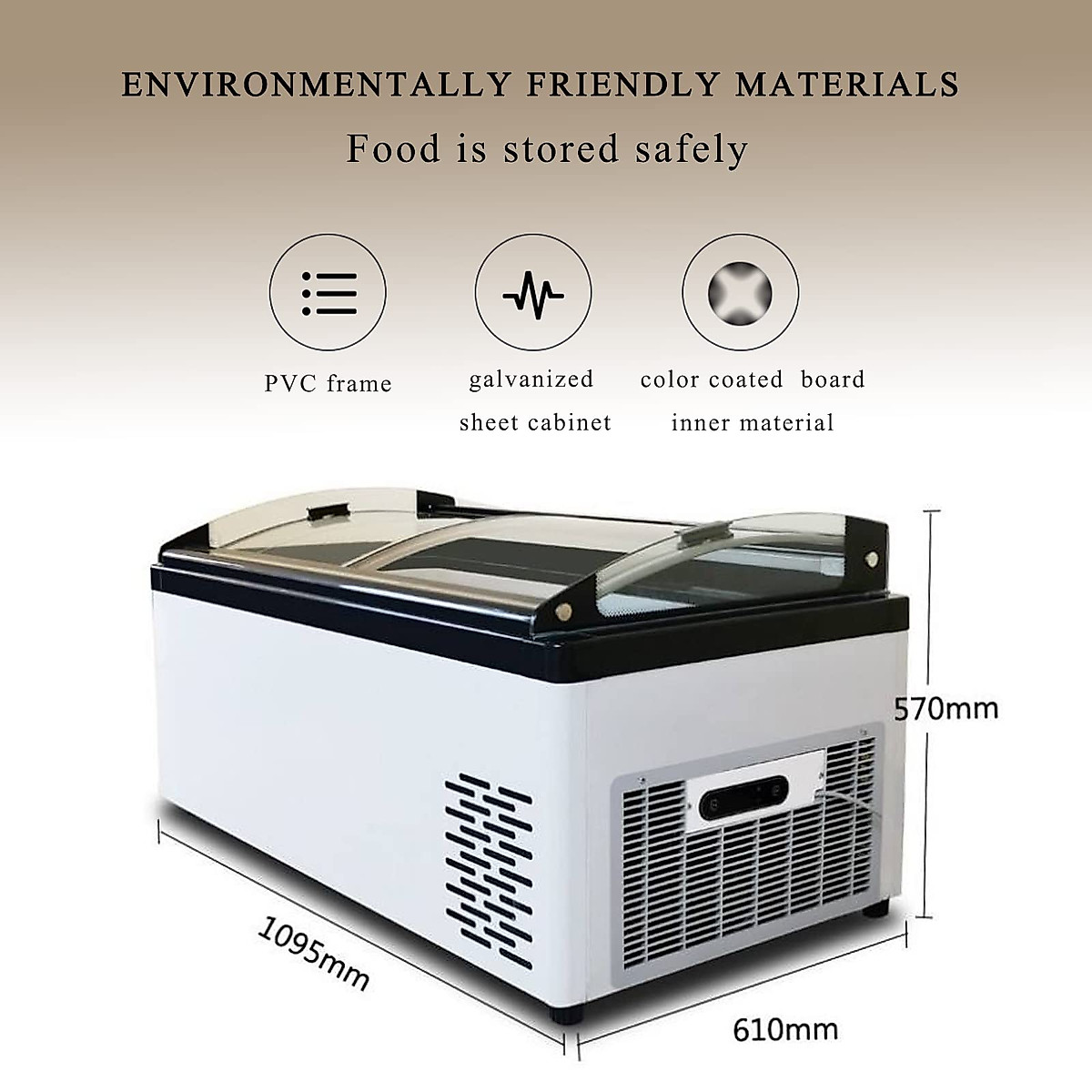 Vaseni Commercial Ice Cream Freezer Display Case, Glass Top Ice cream Showcase Countertop Gelato Display with 6 Square Storage Baskets, 6.35 cu.ft Capacity