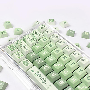 Laetass Mechanical Keyboard Keycaps,Compatible with Cross Axle,Original Height pbt keycaps,Anti-mistouch, 131-Key Spring Theme, High Aesthetic Value,Bring You a Delightful Typing Experience.(Green)
