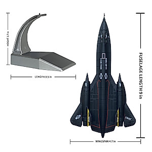 SR-71 Blackbird Model Plane 1/144 SR71 Blackbird Aircraft Model Metal Blackbird Aircraft Model Military Fighter Attack Airplane Model with a Free Bomb Loading Vehicle for Collection or Birthday Gift