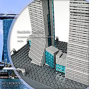 ArtorBricks Architectural Marina Bay Sands-2022 Large Collection Building Set Model Kit and Gift for Adults, Compatible with Lego (881 Pieces)