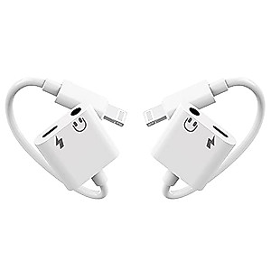 Belcompany [Apple MFi Certified] 2 Pack Headphone Adapter for iPhone, 2 in 1 Lightning to 3.5mm Headphone Charging + Music Splitter Adapter Compatible with iPhone 13/12/11/XS/XR/X 8 7 Support All iOS