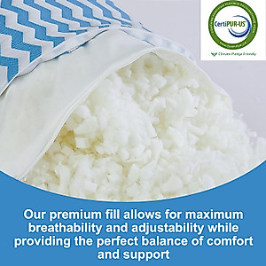 Pillows Queen Size for Bed - Adjustable Firm Pillow for Back Stomach and Side Sleeper - Shredded Memory Foam Cooling Pillow for Neck and Shoulder Pain with Washable Cover