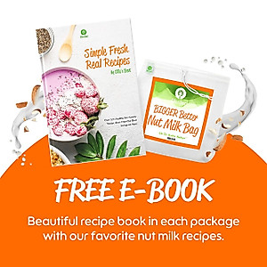 Pro Quality Nut Milk Bag - 3 XL12"X12" Bags - Commercial Grade Reusable All Purpose Food Strainer - Food Grade BPA-Free - Ultra Strong Fine Nylon Mesh - Almond Milk, Juices, Cold Brew Recipes Videos