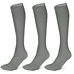 SB SOX 3-Pair Compression Socks (15-20mmHg) for Men & Women – Best Socks for All Day Wear! (L/XL, 03 – Solid Gray)