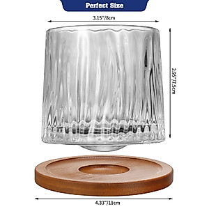 Crystal Whiskey glasses set of 2,Rotatable -10 Oz old fashioned whiskey glasses,bar whiskey glasses,style glassware for bourbon,perfect Idea for scotch lovers,glasses for scotch, rum, Glacier