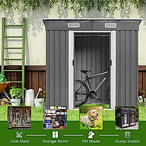 BESTDOOR Metal Outdoor Storage Shed 6 x 4 FT, Outdoor Storage House, with Sliding Door and Vents, Lean to Backyard Garden, Patio, Lawn, Utility Tool Shed Storage House