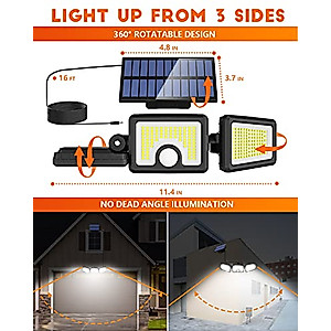 Otdair Solar Outdoor Lights,312 LED Solar Flood Lights,Separate Panel ,270°Wide Lighting Angle Security Lights(2 Pack)