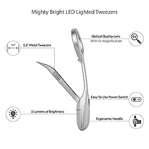 Mighty Bright 88112 Lighted Tweezers, Silver