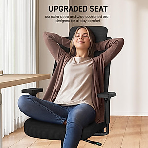 CAPOT Office Chairs with Headrest & Lumbar Support, High Back Office Chair for Neck Pain, Desk Chair with Infinite Angle Locking 90°-130°, Big and Tall Ergonomic Office Chair