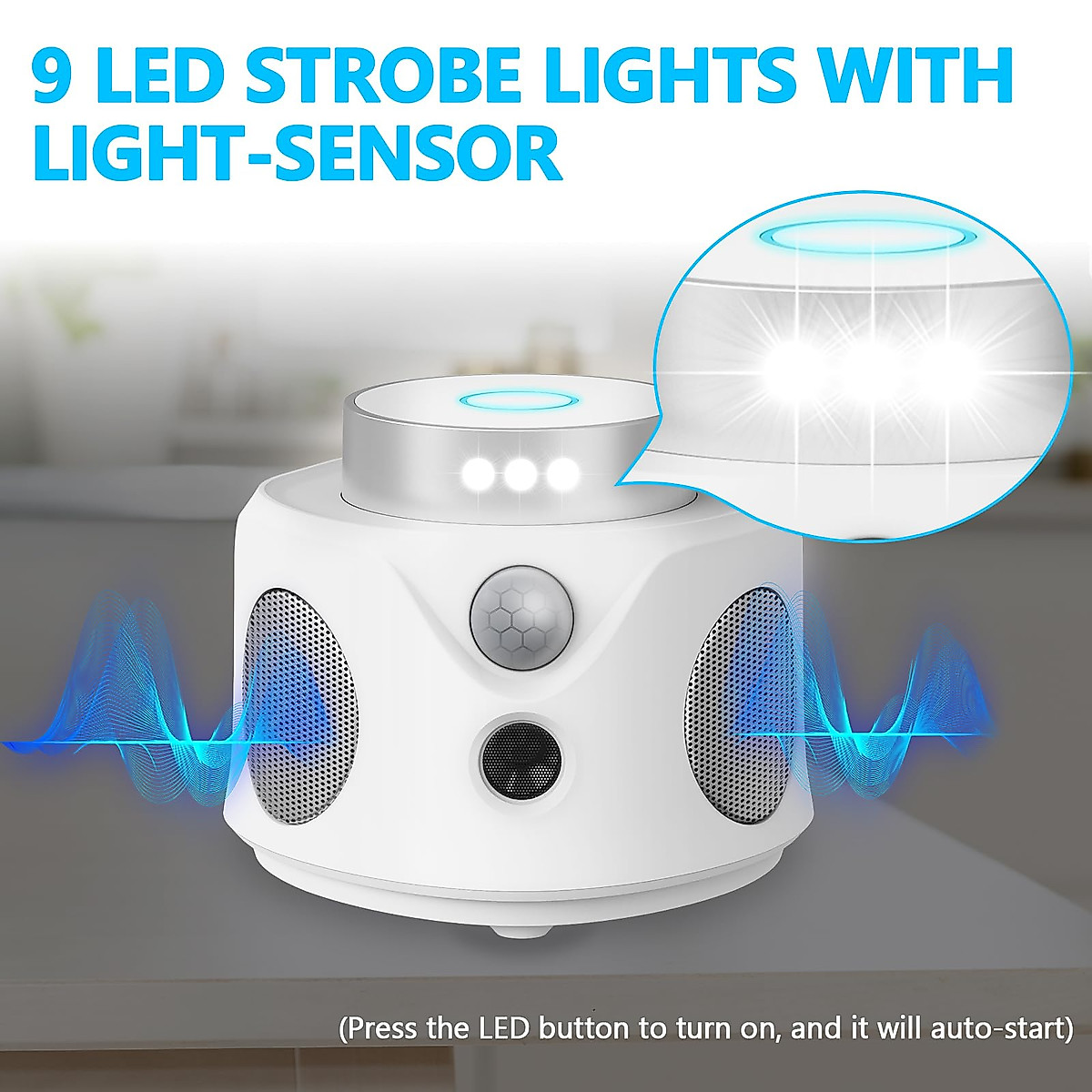 Ultrasonic Repellent for Rodent, 360° Mice Repellent Indoor Rat Deterrent Get Rid of Mice with LED Lights, Pest Control Squirrel Repeller for Attic Houses Barns Garage Basement RV