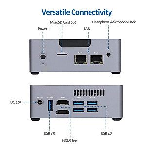 AWOW Mini PC Intel Celeron J3455 6GB DDR4, 256GB SSD, Mini Desktop Computer, AK34 Micro PC, Windows 10 Pro, Quad Core, Dual Gigabit Ethernet NIC, Dual HDMI, 5X USB3.0, 4K UHD, Bluetooth
